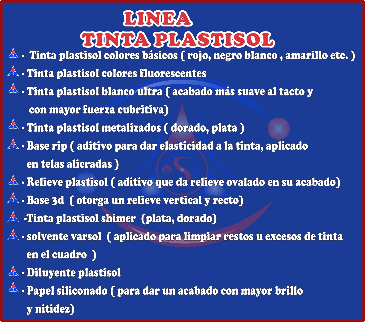 LINEA TINTA PLASTISOL - Pinturas Simeon Serigrafía Textil